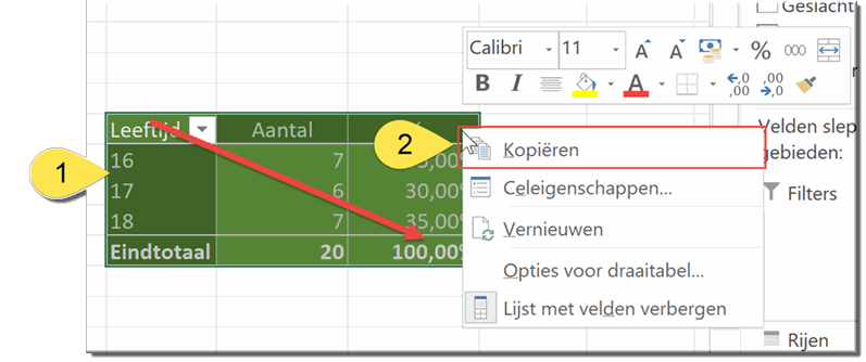 Frequentietabellen aanmaken